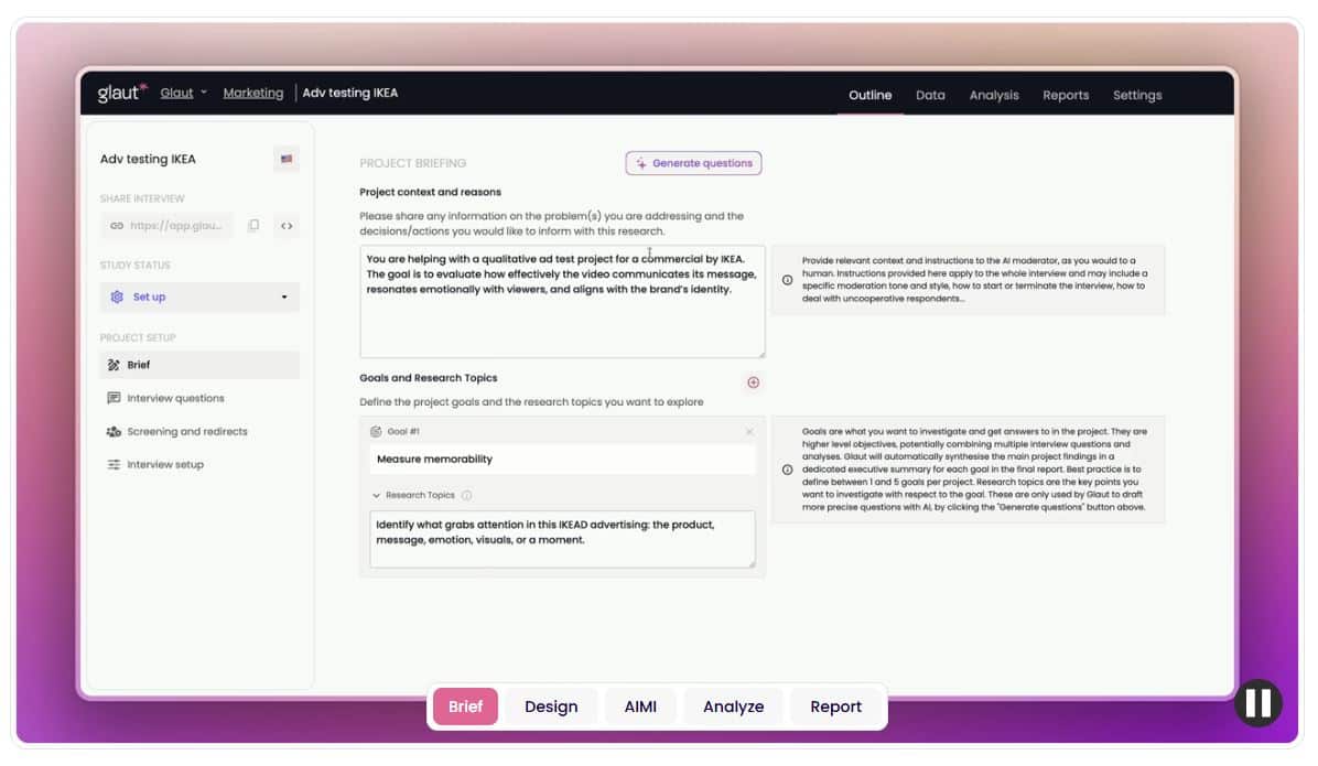 Glaut: 75% Off First AI-Moderated Interviews Project